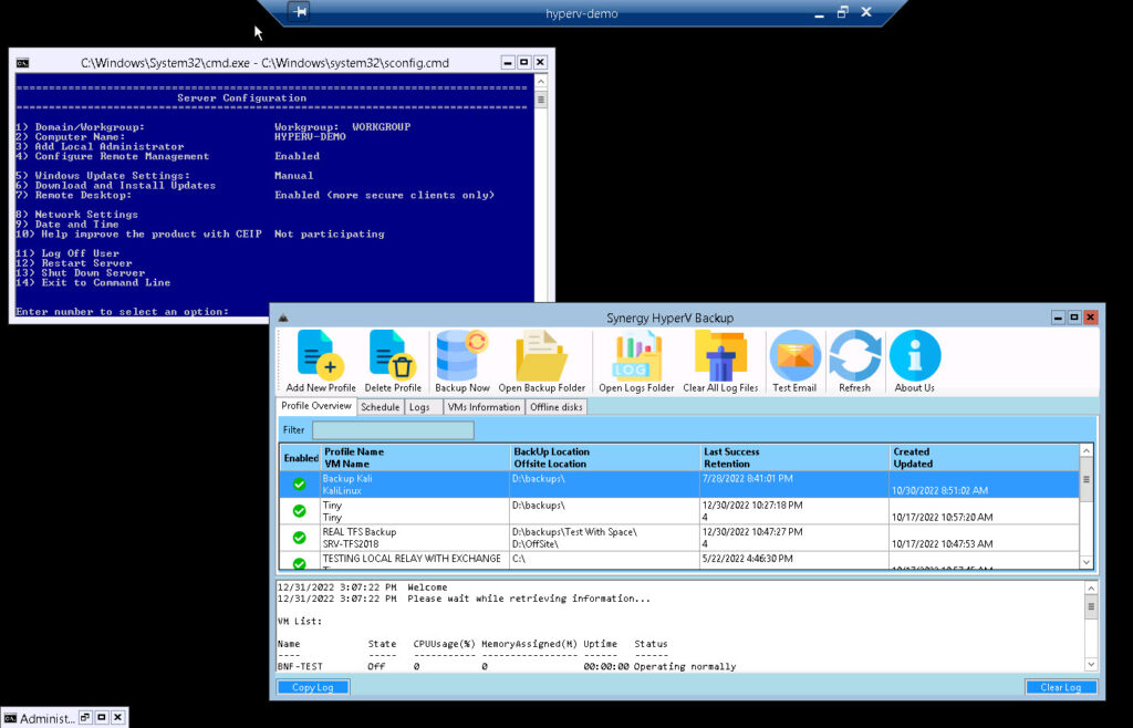 Synergy | HYPERV BACKUP